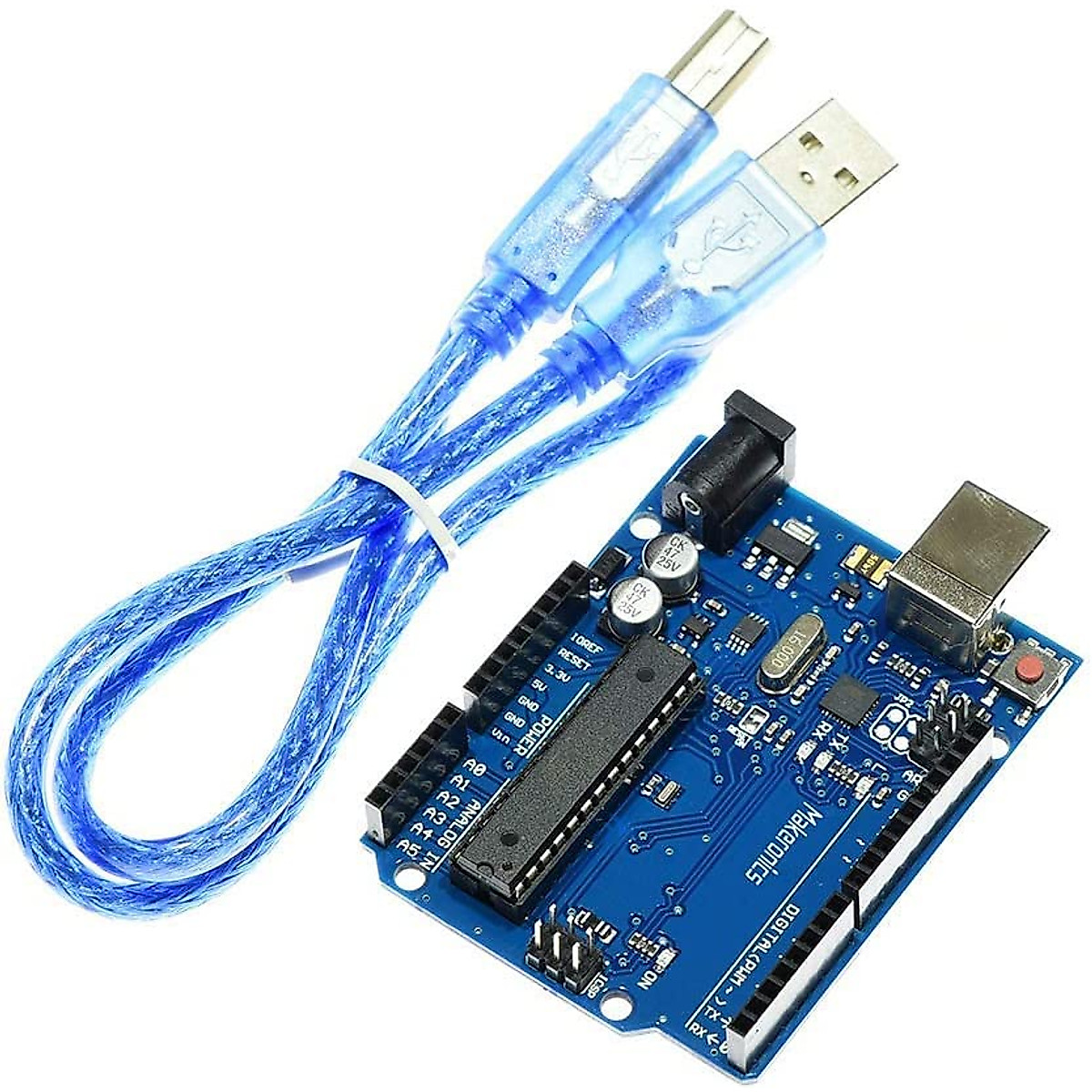 Makeronics Microcontroller Board and RAB 7-in-1 Breadboard Holder with USB Cable Compatible with UNO R3 Board ATmega328P and Arduino IDE