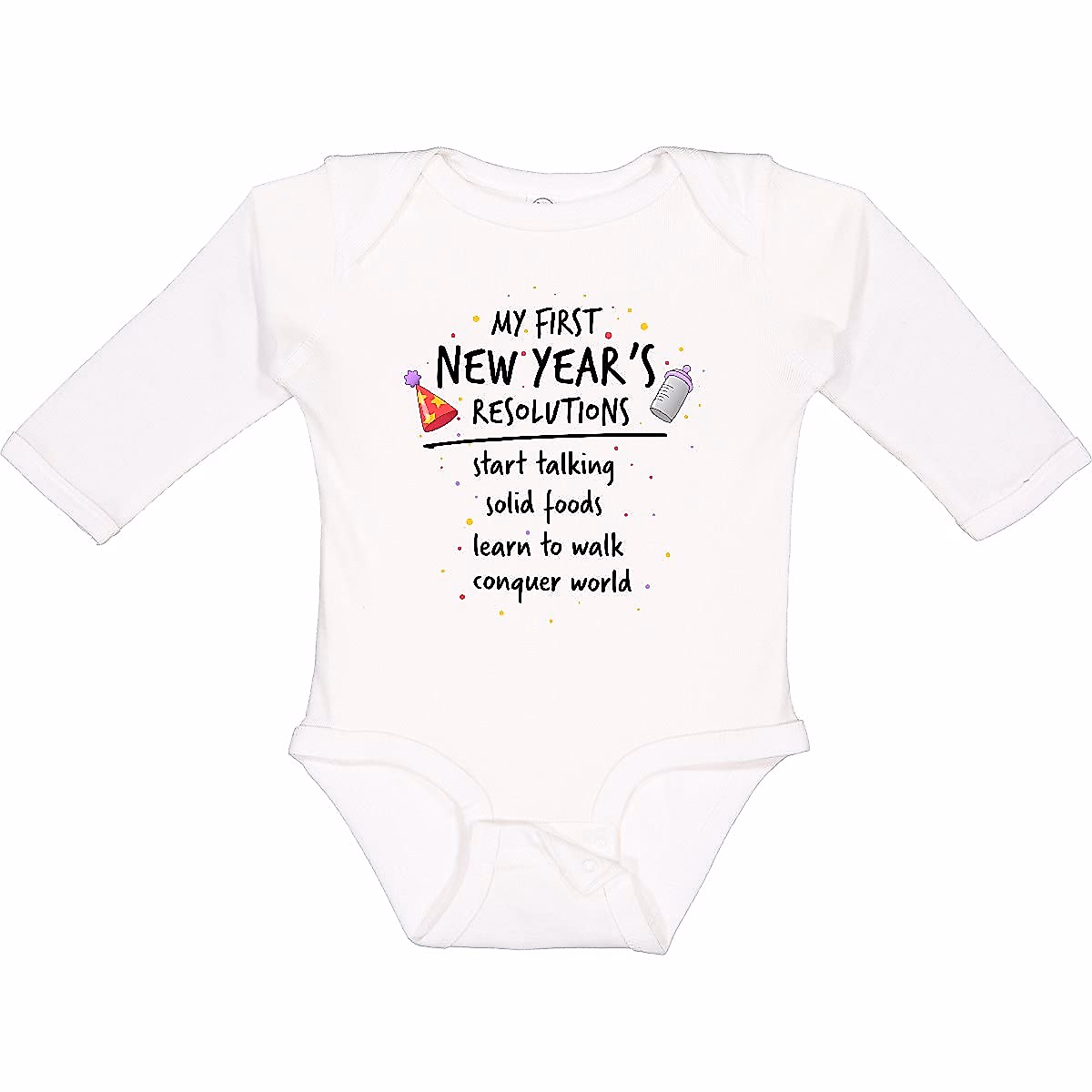inktastic My First New Year's Resolutions Long Sleeve Creeper 6 Months 0020 White 2769a