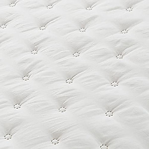 HIARUO 3-Piece Queen Quilt Set - Soft Warm Ultrasonic Reversible Pleated Ruffled Coverlet Bedspread Set (90 x 90 Inch) with 2 Pillow Sham (20 x 26 Inch), White