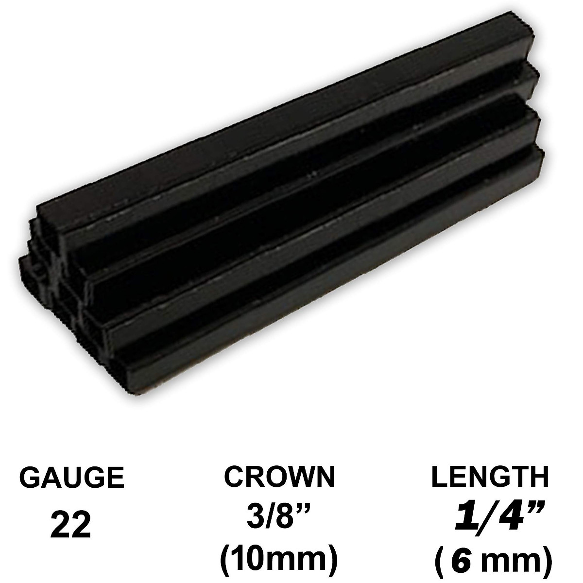 Jewel City Tools 10,000 Hyper Black Staples 22 Gauge 38 10mm Crown 14 6mm Length Quarter Inch Long 22Ga 6mm Black Chisel Point Upholstery Staples (81806BL)