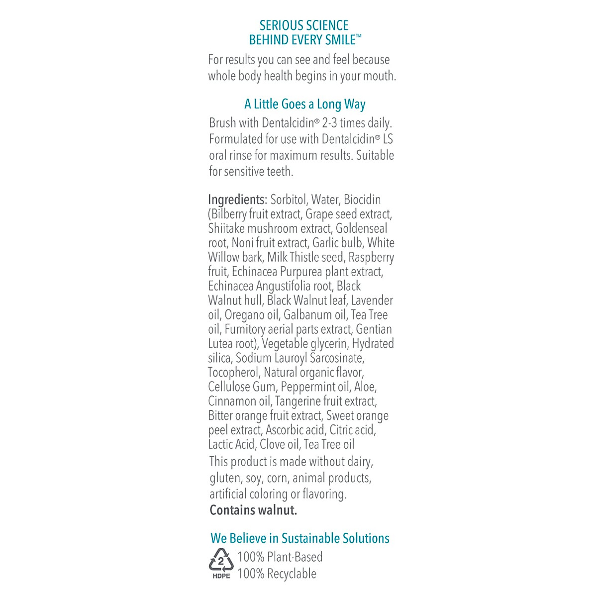 Biocidin Dentalcidin - Fluoride Free Toothpaste for Daily Oral Care + Teeth Whitening - Gentle Wellness Toothpaste Removes Biofilms + Plaque to Protect Teeth + Gums - for Kids + Adults (3 oz)