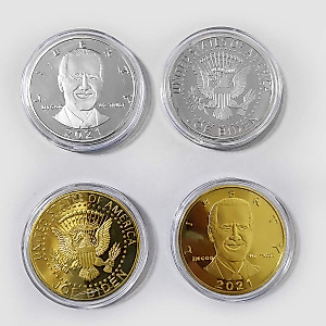 Kocreat Biden 2021 US President Relief Gold Silver Plated Coin-Great American Liberty Eagle Lucky Morgan Coin Hobo Coin Souvenir Coin Challenge Coin Replica Silver