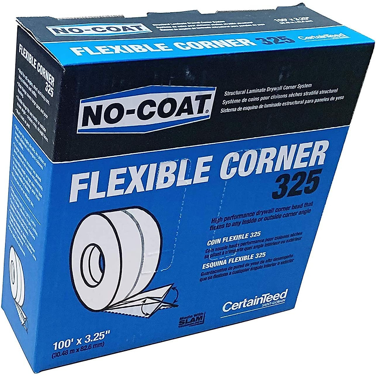 Grabber 318111 Flexible No Coat Drywall Corner Tape, 100' L X 3-1/4" W