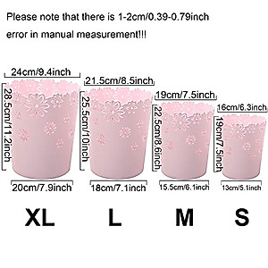 Scakbyer Wastebasket, Hollow Flower Shape Plastic Lidless Wastepaper Baskets Trash Can - M - Pink