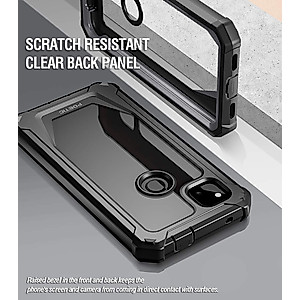 Poetic Guardian Series for Google Pixel 4a 5.8 inch (2020) Case, Full-Body Hybrid Shockproof Bumper Cover with Built-in-Screen Protector, Black/Clear