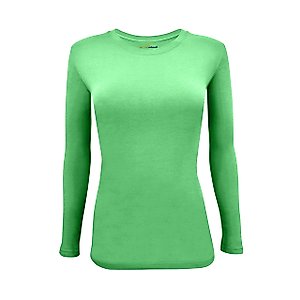 Cotton Essentials Women's Under Scrub Tee Crew Neck Long Sleeve T-Shirt (Light Green, Small)