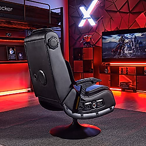 X Rocker Pro Leather Lounging Video Gaming Pedestal Chair with Vibration - Wireless Audio Force Modulation Technology - 2 Speakers & Subwoofer - Armrest - Black