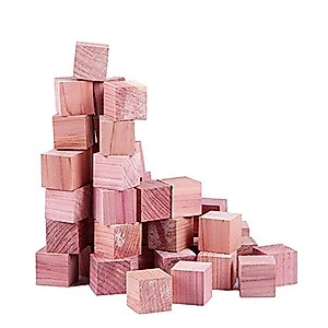 FunSpt 36 Pcs Cedar Blocks Cube with Fragrance Odor 100% Nature Aromatic Red Ceder Planks for Hanger Wardrobes Closets Drawers Freshener Clothes,005