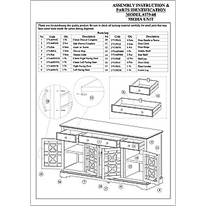 Jofran 375-60 Craftsman 60" Media Unit, 60"W X 19"D X 32"H, Earl Grey Finish, (Set of 1), 60''