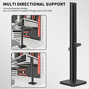 upHere Graphics Card GPU Brace Support Video Card Sag Holder/Holster Bracket, Anodized Aerospace Aluminum Black,Adjustable Height Support,GH02BK