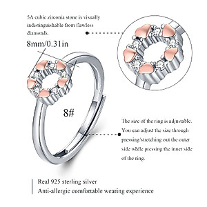 OHAYOO 926 Sterling Silver Ring for Women Adjustable Dragon/Dinosaur/Butterfly/Daisy/Planet/Lotus/SquirrelRing for Women