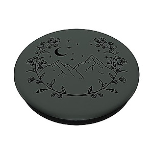 Midnight Green - Boho Chic Floral Moon Mountain PopSockets Standard PopGrip