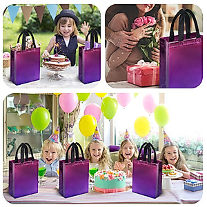 VGOODALL 15PCS Party Favor Bags With Handles, Reusable Bag with Iridescent Finish Pink & Purple Goodie Bags for Birthday Wedding