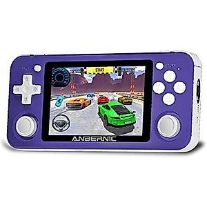 Voacle RG351P Handheld Game Console, Retro Game Console Open Linux Tony System RK3326 Chip 64G TF Card 2500 Classic Games 3.5 Inch IPS Screen (Purple)