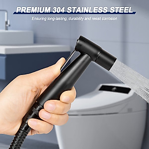NearMoon Bidet Sprayer for Toilet, High Pressure Handheld Spray Kit, SUS304 Stainless Steel Wash Cleaning Sprayer Set for Cloth Diaper Bathing Pets, Feminine Hygiene, Bathroom (Matte Black)