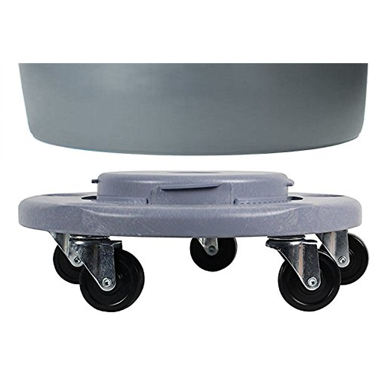 Janico 1040 Trash Can Dolly - Heavy Duty Bolted Casters, Round, Grey, Fits 20 32 44 55 Gallon Containers