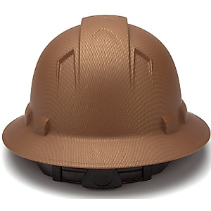 Pyramex Ridgeline Full Brim Hard Hat, 4-Point Ratchet Suspension, Copper Pattern