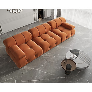 TIFLON Modular Sectional Sofa,Minimalist Velvet Sofas Couches, Modern Convertible Couch 3 Seats Living Room Sofa Sets for Office Apartment,104"(Orange)