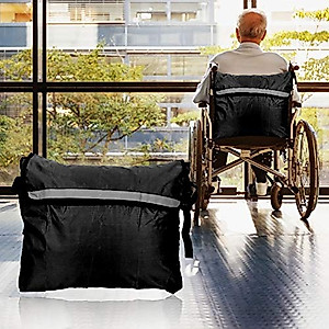Wheelchair Side Bag Arm Rest Holder Pouch Wheel Chair Accessories Organizers Storage Bag for Elderly Seniors Adults Black