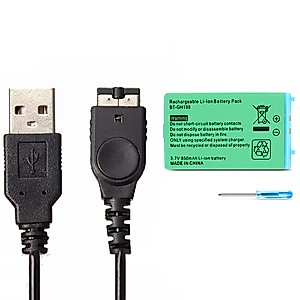 Xahpower Gameboy Advance SP Games Accessories Kit, 1 Pack Charger Cable and 1 Pack Battery Pack for Game Boy Advance SP Systems(GBA SP)