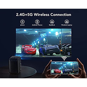 Outdoor Projector, 1080P WiFi Bluetooth Projector, 4K Projector with Android TV9.0, 400 ANSI Lumens Video Projector with 4P Keystone Correction, Zoom,Wireless Connection with iOS/Android