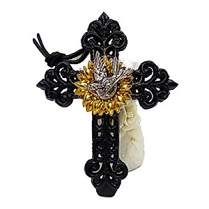 Upscaled Black Metal SUNFLOWER Hummingbird WALL CROSS Decor, Hummingbird Cross, Office home cross, upcycled religious art, Christian gift