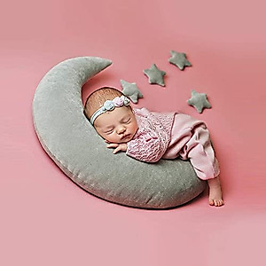 M&G House Newborn Photography Posing Pillow Crescent Moon Pillow Star Pillows Posing Beans Moon Pillow Stars Set Infant Boy Girl Baby Picture Prop(Gray)