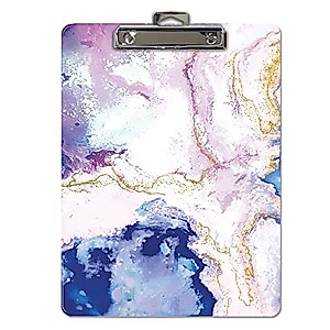 Fashion Clipboard, Abstract Art Design, Standard A4 Letter Size, 12.5" x 9", Wooden Clipboard, Low Profile Clip, Decorative Clipboard, by Better Office Products (Blue-Purple)
