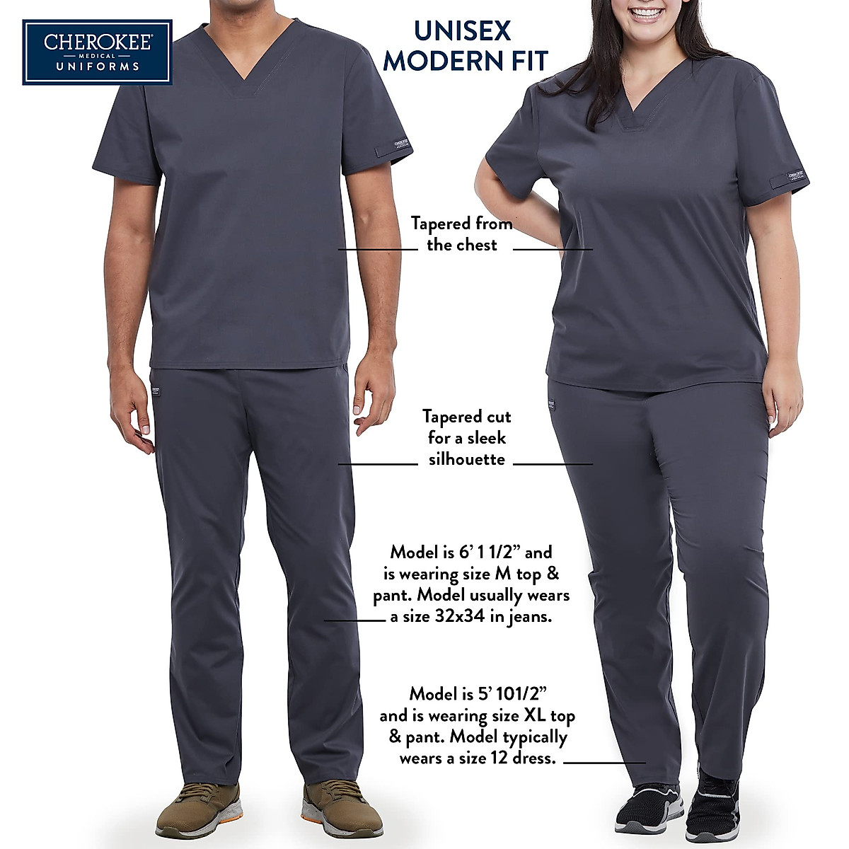 Cherokee Adult's Unisex Top and Scrub Pant Set, Caribbean Blue, Medium