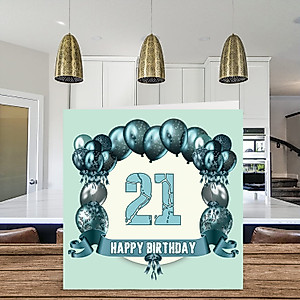 Fun 21st Birthday Cards for Men - Birthday Balloons - Happy Birthday Card for Son Nephew Niece Sister Uncle Brother Granddaughter Daughter Grandson, 5.7 x 5.7 Inch Greeting Cards, 21st Birthday Card