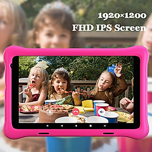 Hyjoy 8 inch Kids Tablet Android 10 Tablet PC, 4000mAh Battery, LCD IPS FHD Display, WiFi, Bluetooth, Dual Camera, Educational, Parental Control, Kidoz Installed with Kids-Tablet Case (Pink)