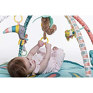 Infantino 4-in-1 Deluxe Twist & Fold Activity Gym & Play Mat, Tropical - Includes linkable Toys, Musical Monkey, Mirror and Bolster Pillow, for Newborns, Babies and Toddlers