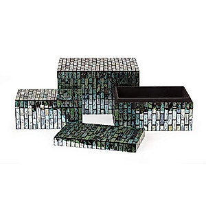 IMAX 96114-3 Aramis Set of 3 Mosaic Boxes, Black/Blue