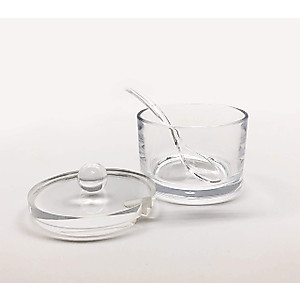 FDCuvée Heavy-Duty Acrylic Jam Jar Sugar Salt Spice Pepper Seasoning Condiment Bowl Box Storage Pot with Spoon and Lid Crystal Clear