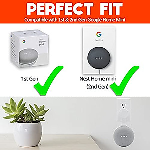 AMORTEK Outlet Wall Mount Holder for Google Nest Mini (Home Mini 2nd Gen and 1st Gen), A Space-Saving Accessories for Google Nest Mini Voice Assistant 2nd Generation (White)