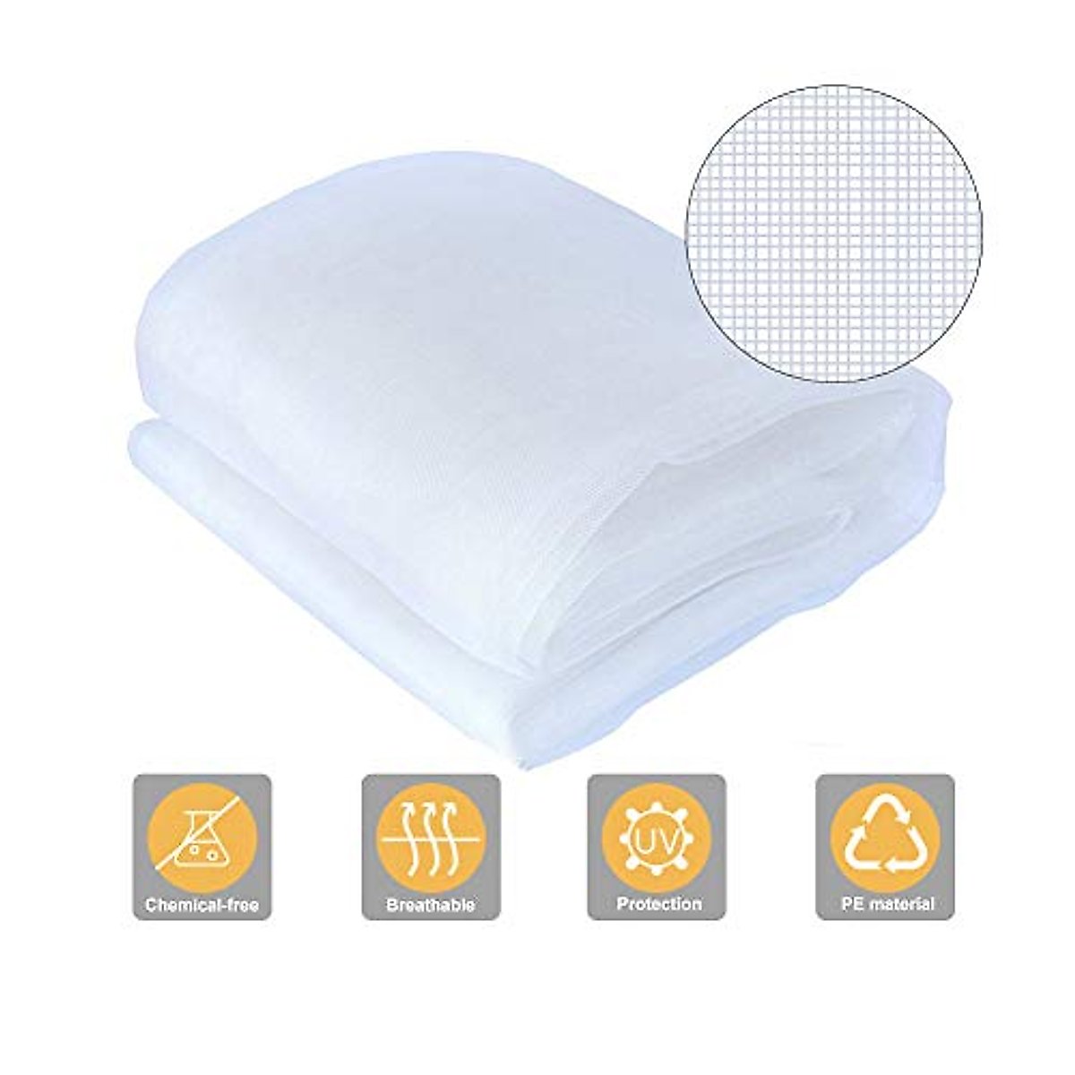 Agfabric Garden Netting Insect Pest Barrier Bird Netting for Garden Protection,Row Cover Mesh Netting for Vegetables Fruit Trees and Plants,6'x10',White