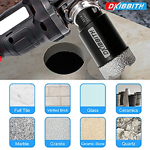 Dry Diamond Core Drill Bits 1-3/8 Inch (35mm) Tile Hole Saws for Porcelain Ceramic Tile Marble Brick Hole Saw with 5/8-11 Thread Plus 3/8 Inch Hex Shank Adapter