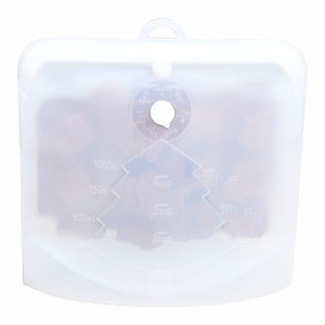 3R Reusable Silicone Food Bags with 100% Leak Proof,Silicone Bags Microwave safe, Freezer Safe & Dishwasher Safe , 2 Large) & Self Standing, Hook For Easy Hanging (White)