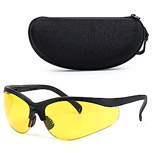 LaneTop Shooting Glasses For Men and Women, Anti Fog ANSI Z87.1 Safety Glasses with Hard Shell Case, UV400 Eye Protection for Shooting Range Glasses, Yellow Lens
