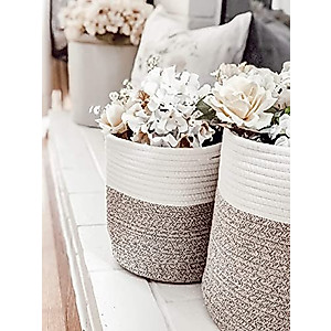 OrganiHaus 2-Pack Woven Plant Basket | Basket for Plants Indoor | Cachepot Rope Plant Baskets | Floor Planter Basket | Indoor Jute Basket for Plant Pots | Boho Plant Pot Covers - Brown (10 & 12 inch)