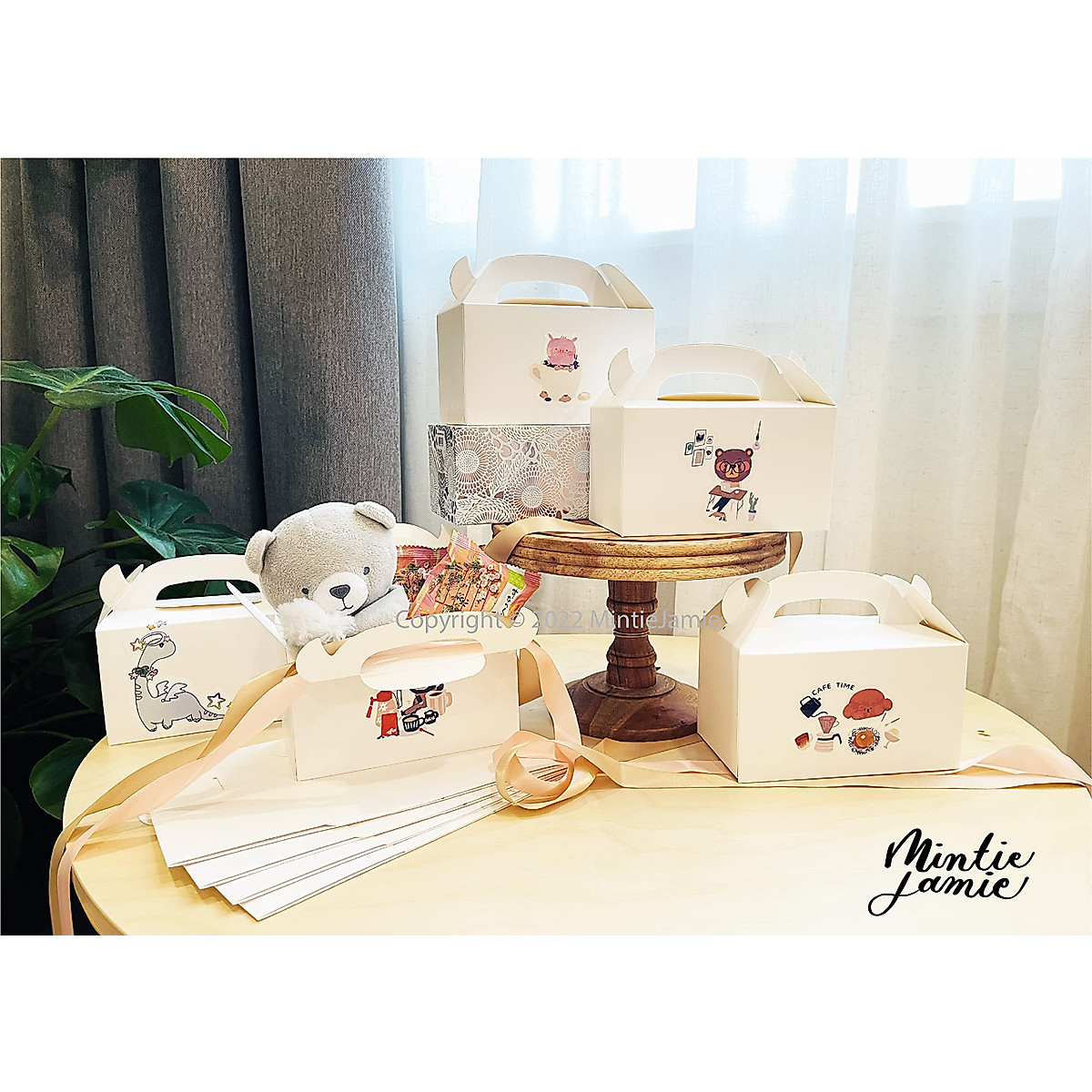 MintieJamie Treat Boxes Plain White Party Favor Boxes 6.25X3.5X3.5 inches Pack of 24pcs Premium Grade Party Supplies Boxes, Thicken Material Favor Boxes, Kids Goodie Box for Birthday, Shower, Events