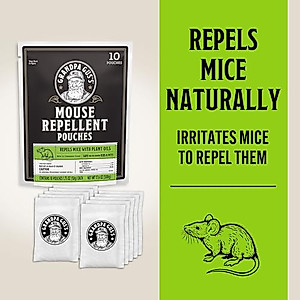 Grandpa Gus's Extra-Strength Mouse Repellent, Cinnamon/Peppermint Oils Repel Mice from Nesting & Freshen Air in Car/RV/Boat/Garage/Shed/Cabin, 1.75 Oz (10 Pouches)