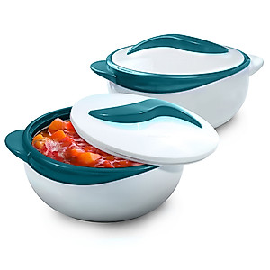 Pinnacle Insulated Casserole Dish with Lid 1.5 qt. Hot Pot Food Warmer/Cooler –Great Thermal Soup/Salad Serving Bowl- Stainless Steel Hot Food Container–Best Gift Set for Moms –Holidays Green/white