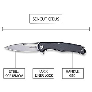SENCUT CITIUS Pocket Knife, Folding Knife for EDC (Black)