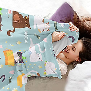 udten Cat Lover Gifts for Women Cute Cat Blanket Cat Gifts for Women Girls, Cat Throw Blanket Cat Mom Gifts for Women Birthday Mother's Day Children's Day Gifts,50"x40"