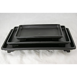 3 Mix Rectangular Black Plastic Humidity/Drip Tray for Bonsai Tree and House Indoor Plants 7", 9" & 10.5"