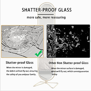 BUZUEY Floor Mirror,Gold Full Length Mirror,Standing Mirror,67"*15.8"Full Body Mirror,Iron Frame Oval Stand up Mirror for Bedroom,Living Room,Dressing Room