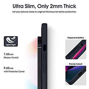 Supdeal Liquid Silicone Case for iPhone 13 Mini - [Camera All-Round Protection] [Soft Microfiber Lining Anti-Scratch] 4 Layer Full Covered Shockproof Gel Rubber Phone Case Cover, 5.4", Black