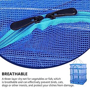 Abaodam 3 Layer Herb Drying Rack Plant Hanging Mesh Dry Net with Zipper Folding Drying Net Multi- Function Drying Vegetable Fish Hanging Mesh (Height 26 inches)