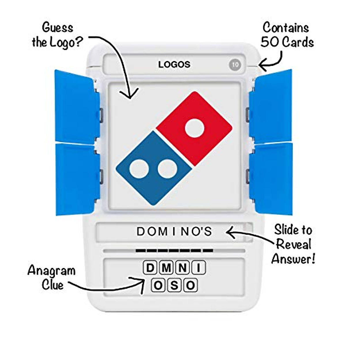 100 PICS Logos Travel Game - Guess 100 Logos | Flash Cards with Slide Reveal Case | Card Game, Gift, Stocking Stuffer | Hours of Fun for Kids and Adults | Ages 6+